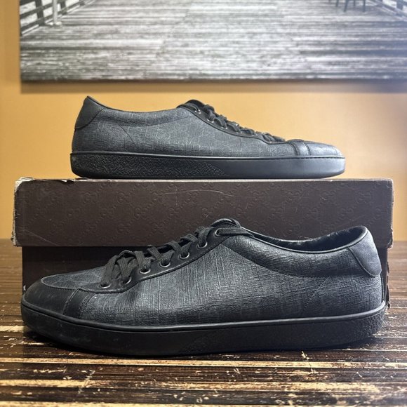 Gucci | Shoes | Gucci Brooklyn Sneakers Graphite Gg Monogram G 105 Us ...